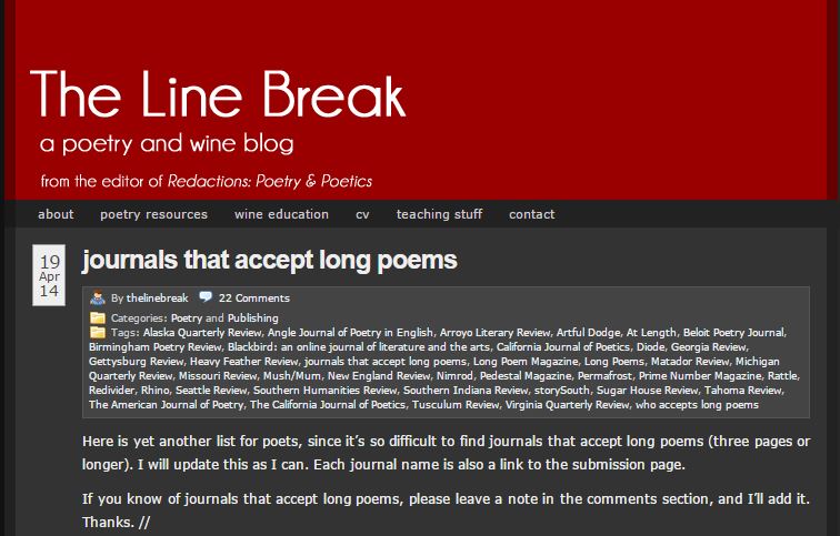 Where to submit long poems – Trish Hopkinson