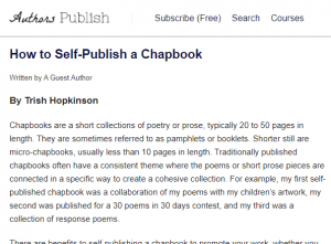 How to Self-Publish a Chapbook by Trish Hopkinson via Authors Publish ...