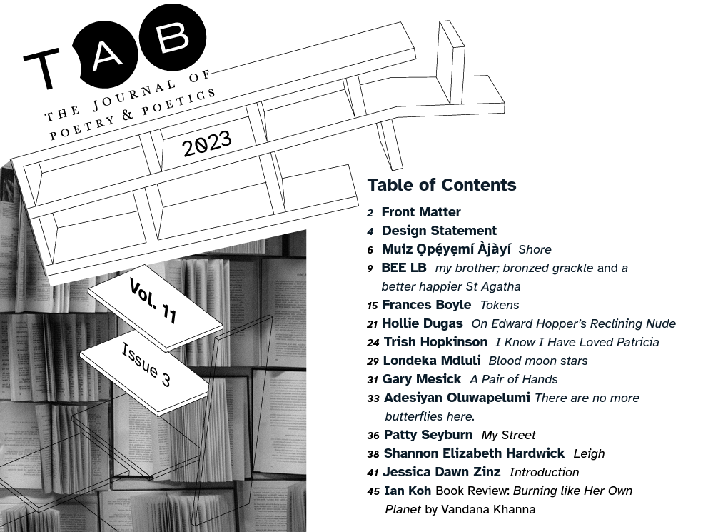 My poem “I Know I Have Loved Patricia” published in TAB – Trish Hopkinson